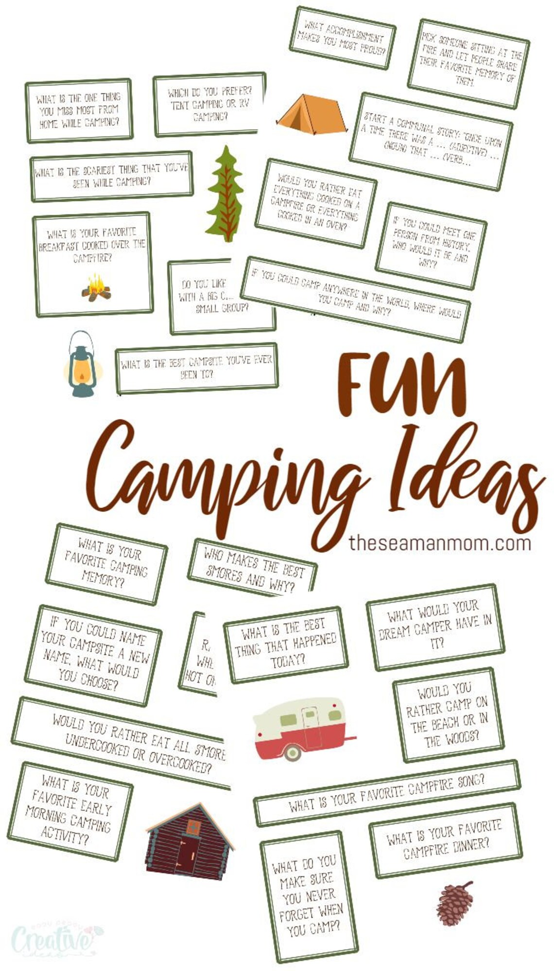 Campfire Chat Starters Printable Pack, Campfire Games, Campfire Ideas ...