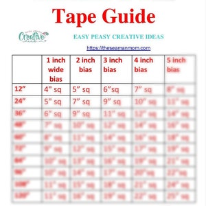 Bias Binding Calculator With Formula and Cheat Sheet, Bias Calculator ...