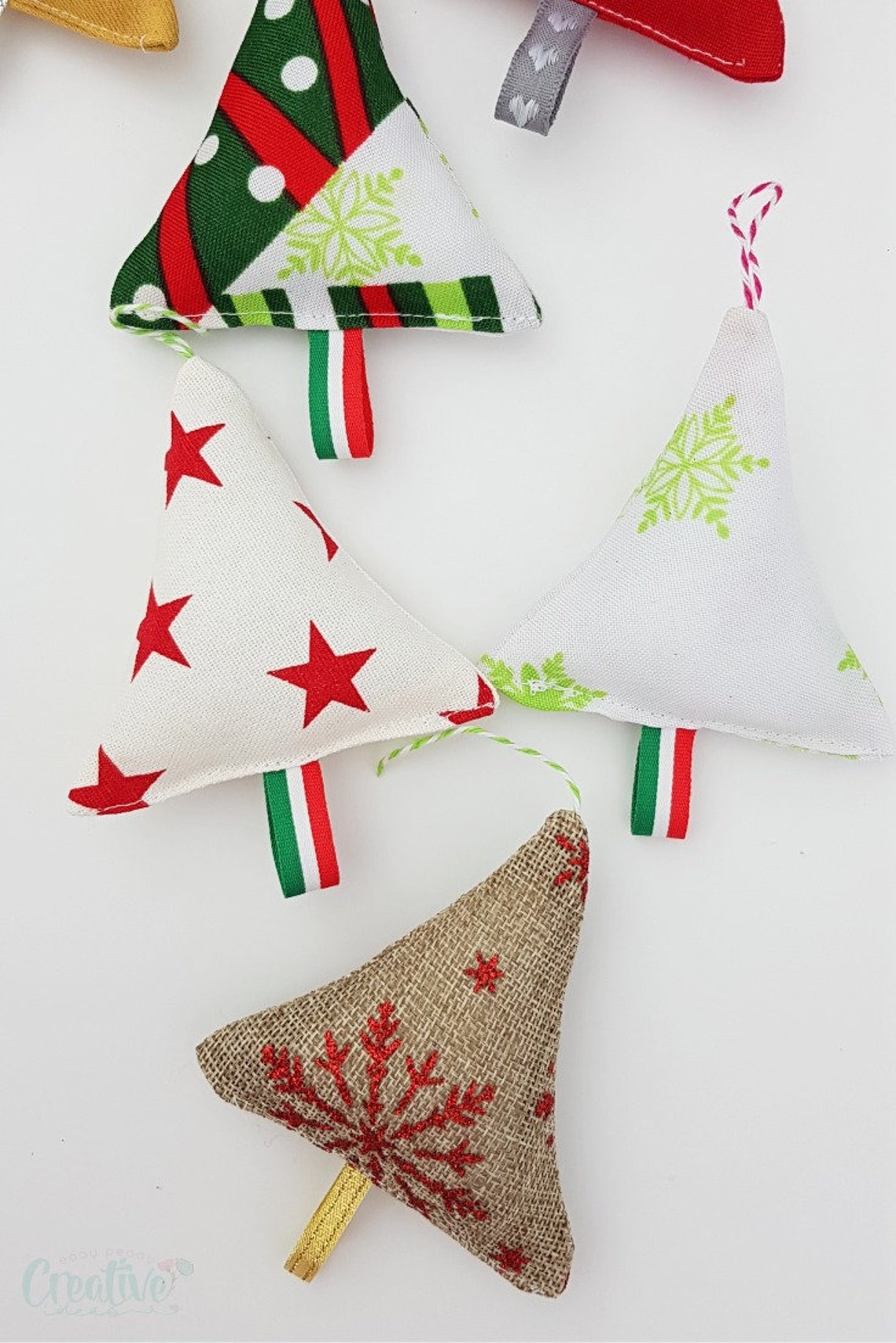 Fabric Christmas Trees Sewing Pattern, Fabric Christmas Tree Ornaments ...