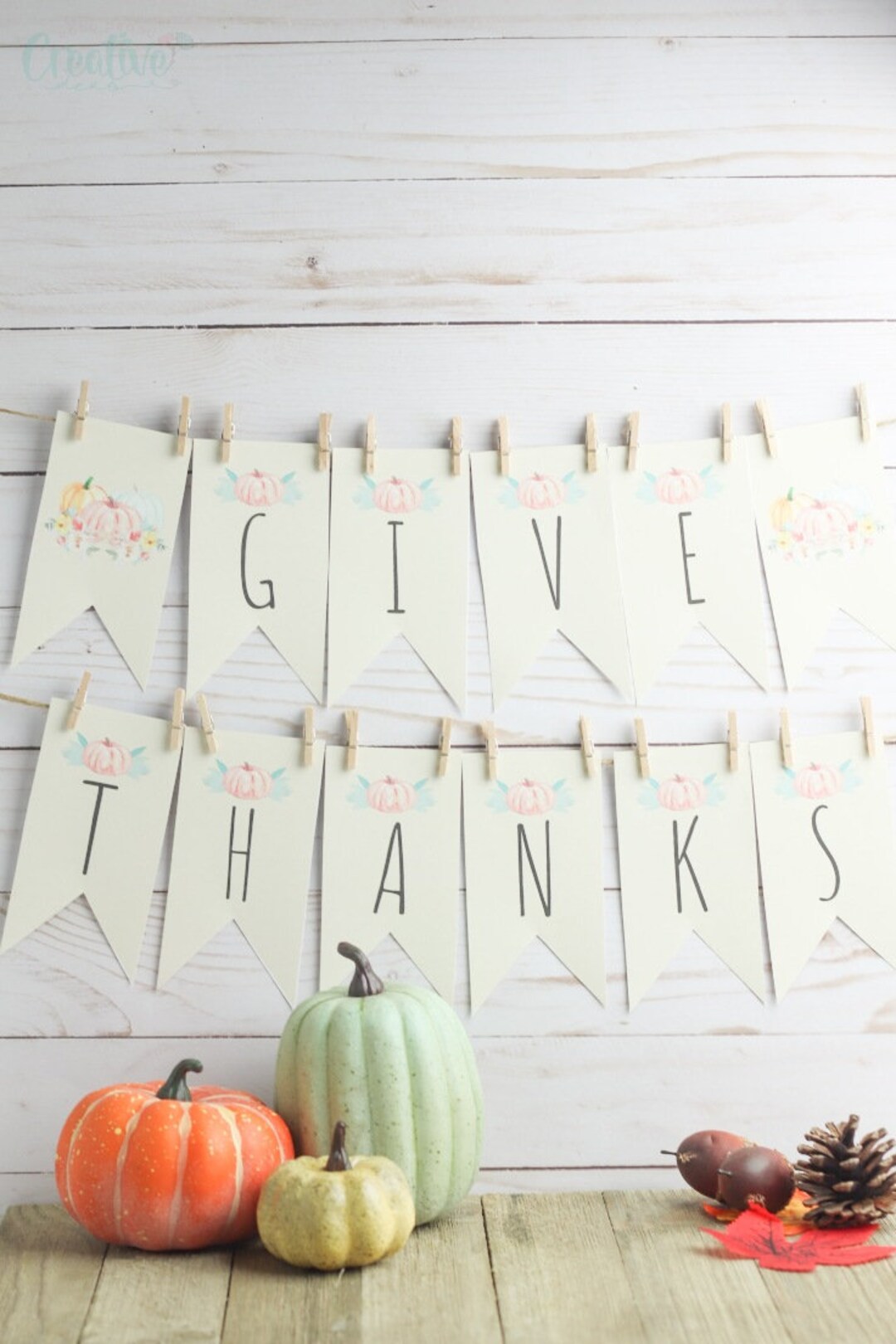 Give Thanks Printable Banner, Thanksgiving Banner, Thanks Banner ...