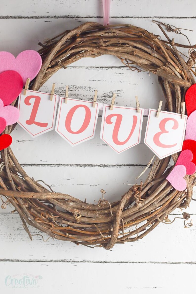LOVE Banner, Valentines Day Banner, Valentine Banner, Printable Banner ...