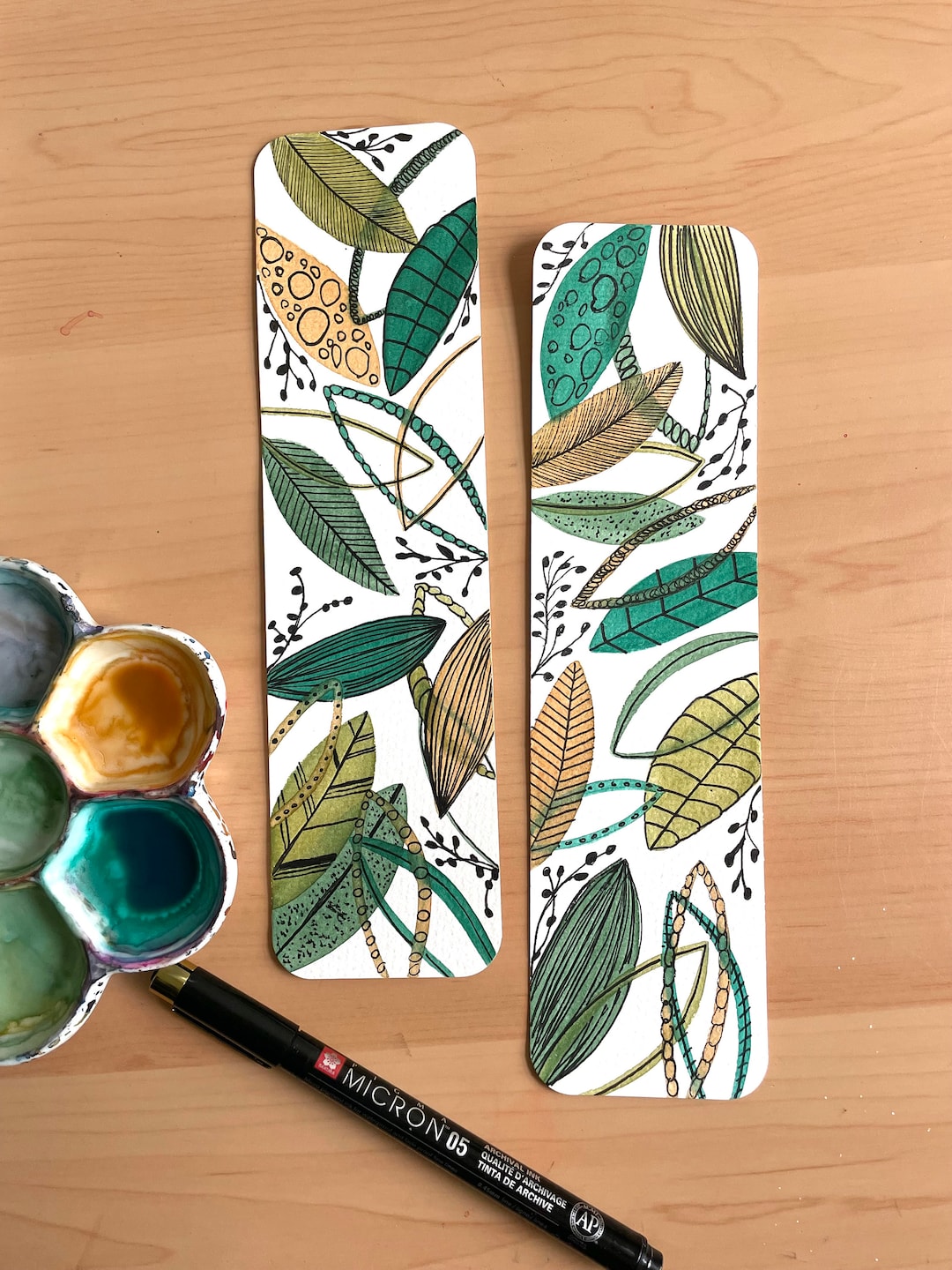 Set of 2 Botanical Hand Painted Bookmarks - Watercolour Bookmarks ...