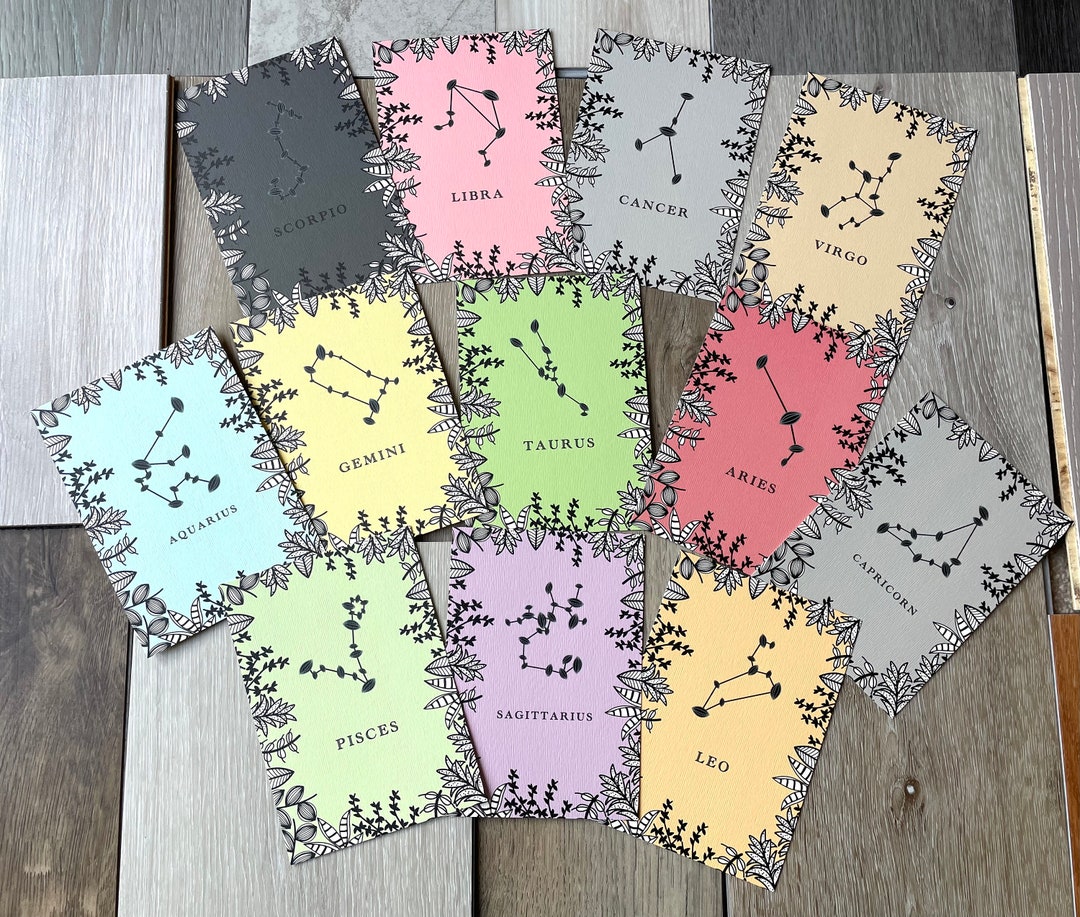 Set of 12 Zodiac Postcards, Zodiac Constellation, Zodiac Postcards ...