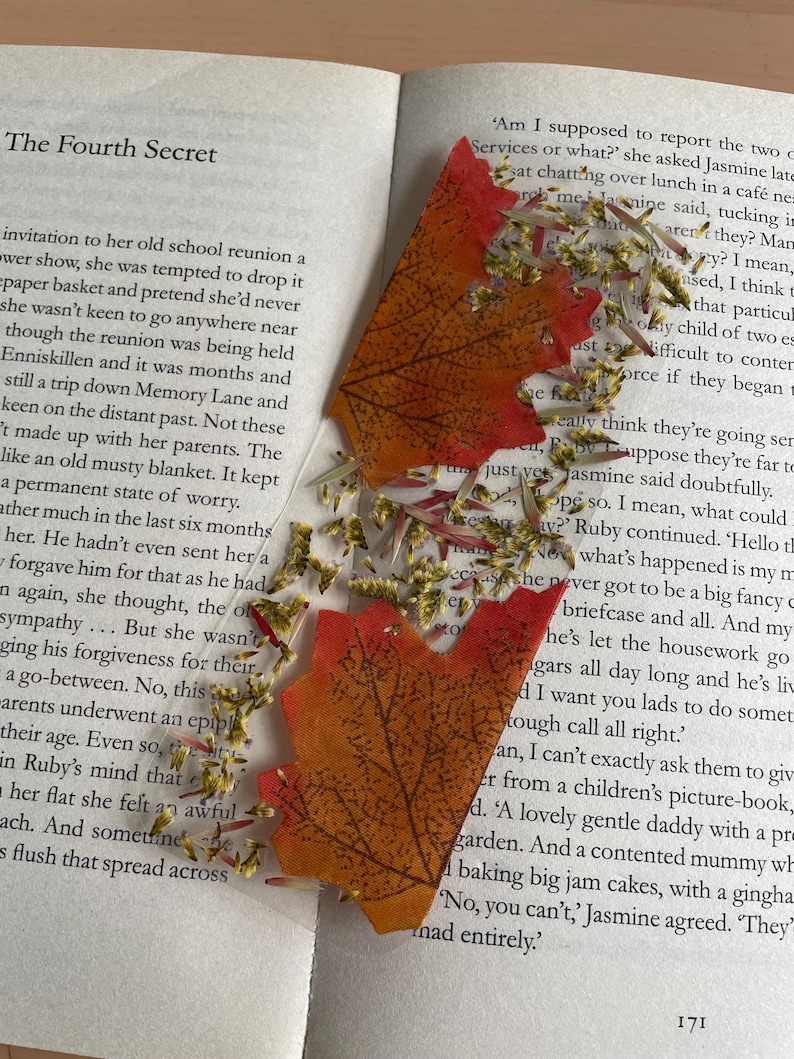 Autumn Leaves Laminated Bookmark With Pressed Leaves and Flowers - Etsy