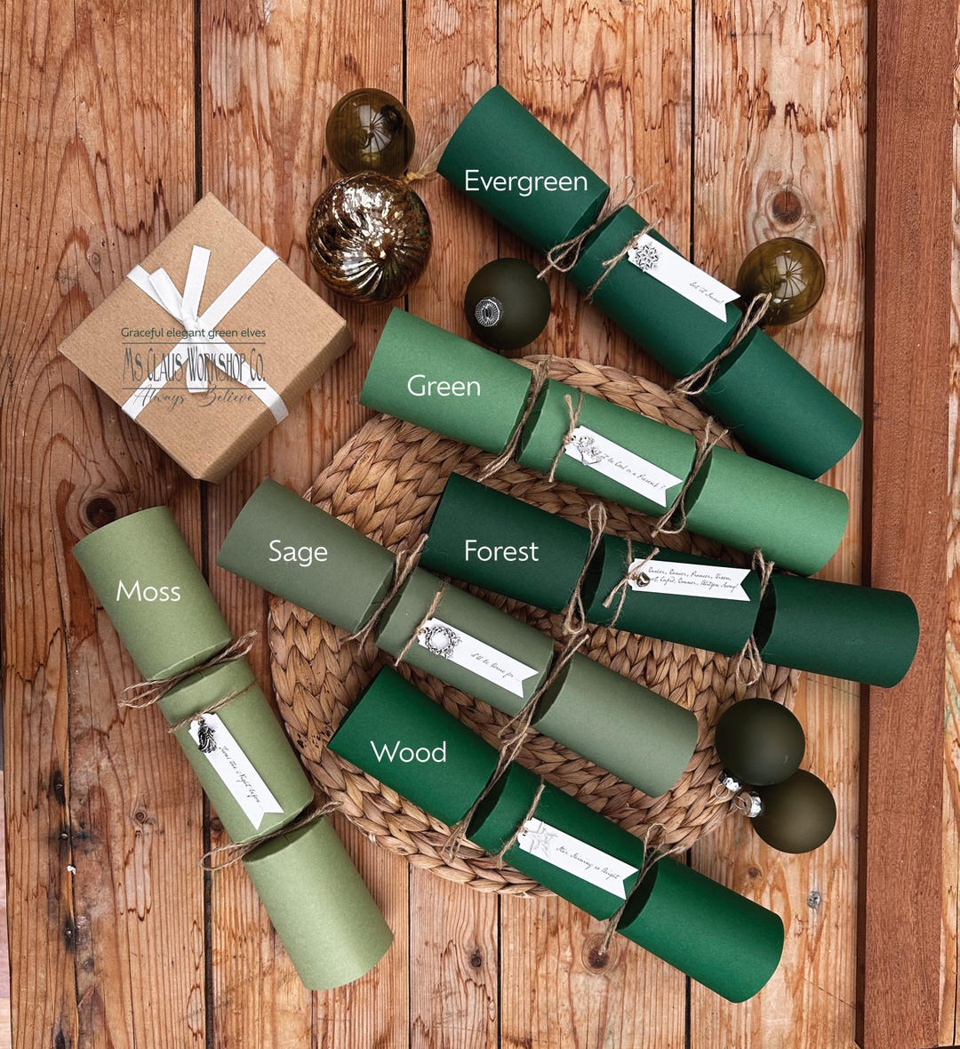 Graceful Elegant Green Elves Sustainable Yule Christmas Crackers Zero ...
