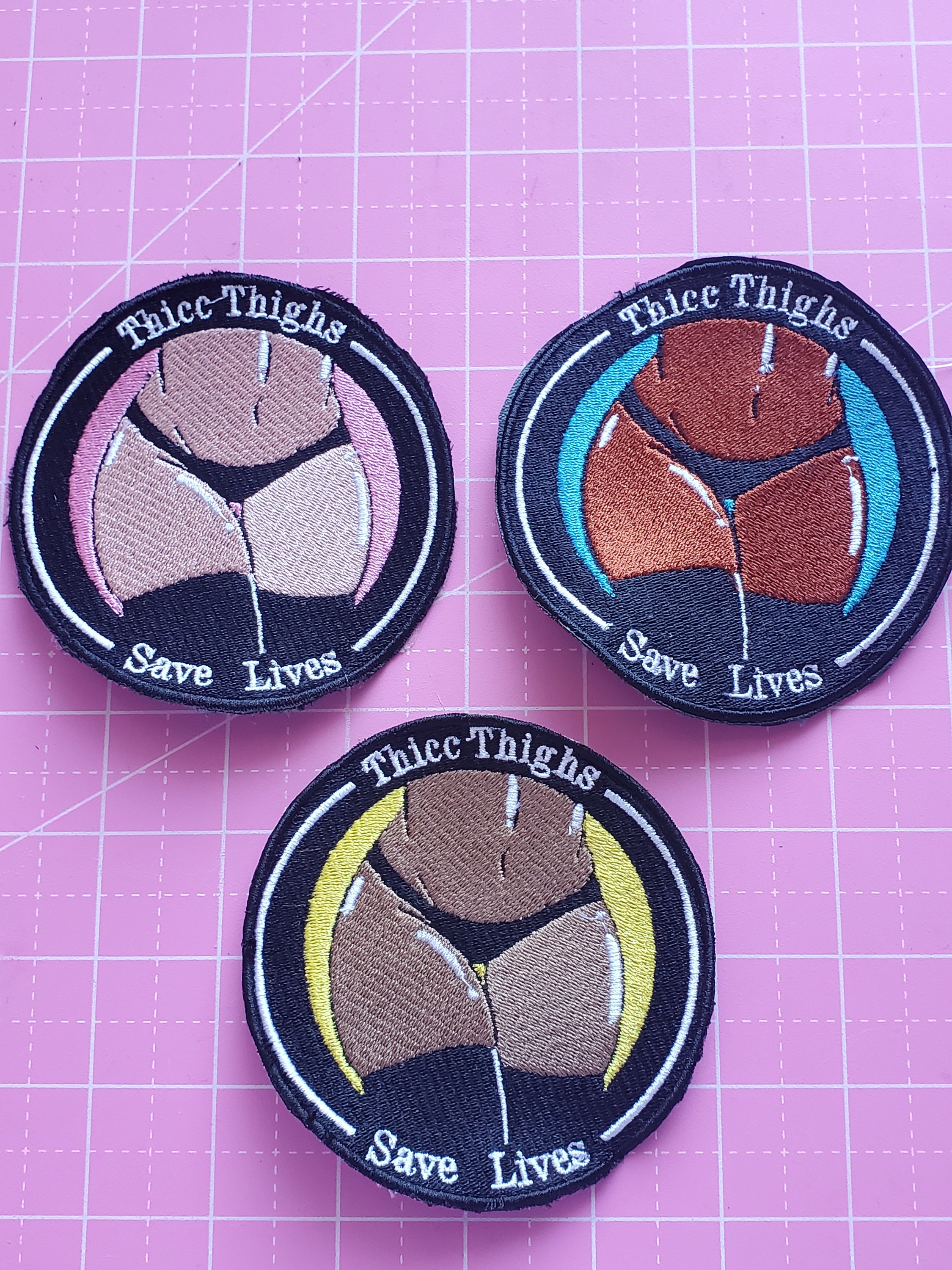 Thicc Thighs Save Lives Patch - Etsy UK