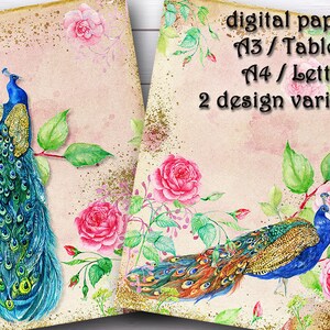 DIGITAL PAPERS - Peacocks. Printable, Digital Paper, Collage Sheet ...