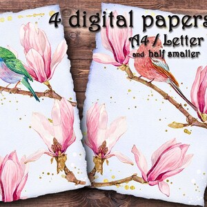 DIGITAL PAPERS - Flowers & Birds (1). Printable, Digital Paper, Collage ...