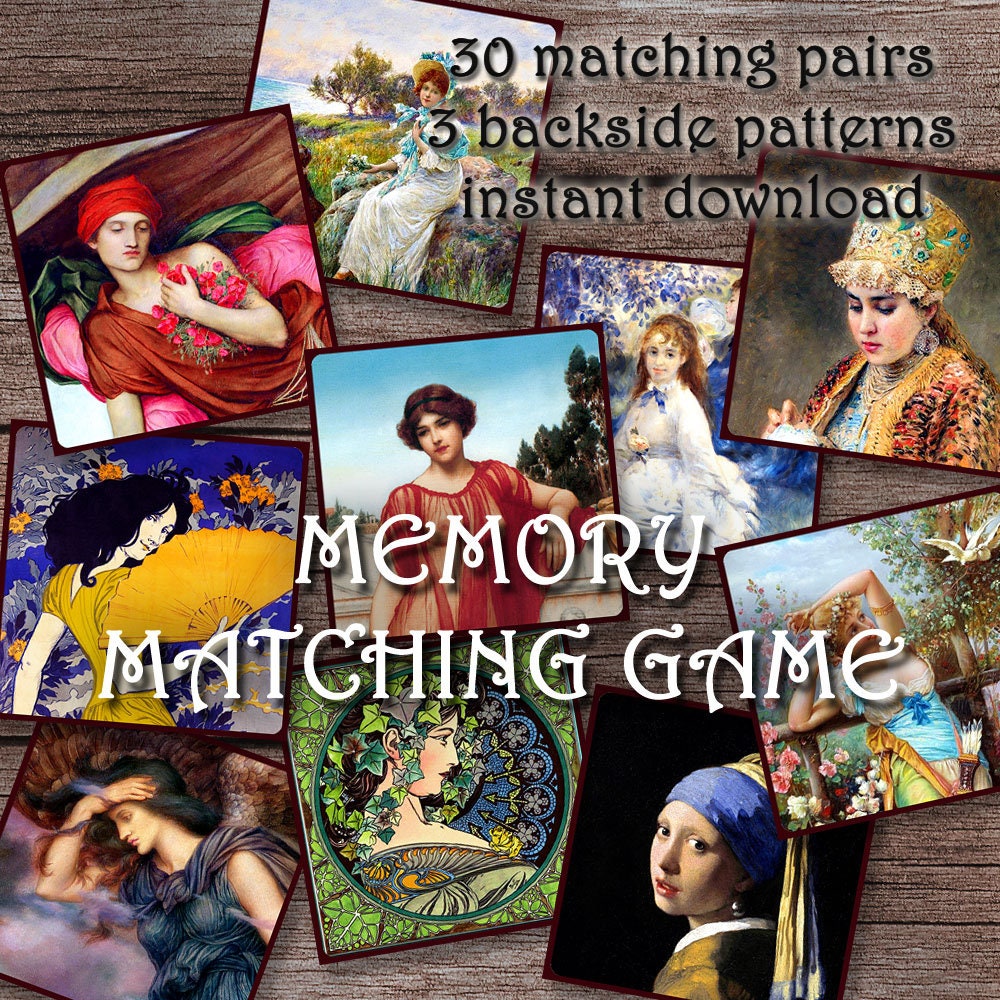 MEMORY MATCHING GAME - Beautiful Paintings - Portraits & Figural Motifs ...