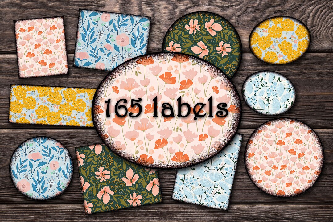 LABELS - Retro Flowers (1). Printable, Label, Tag, Digital Collage ...