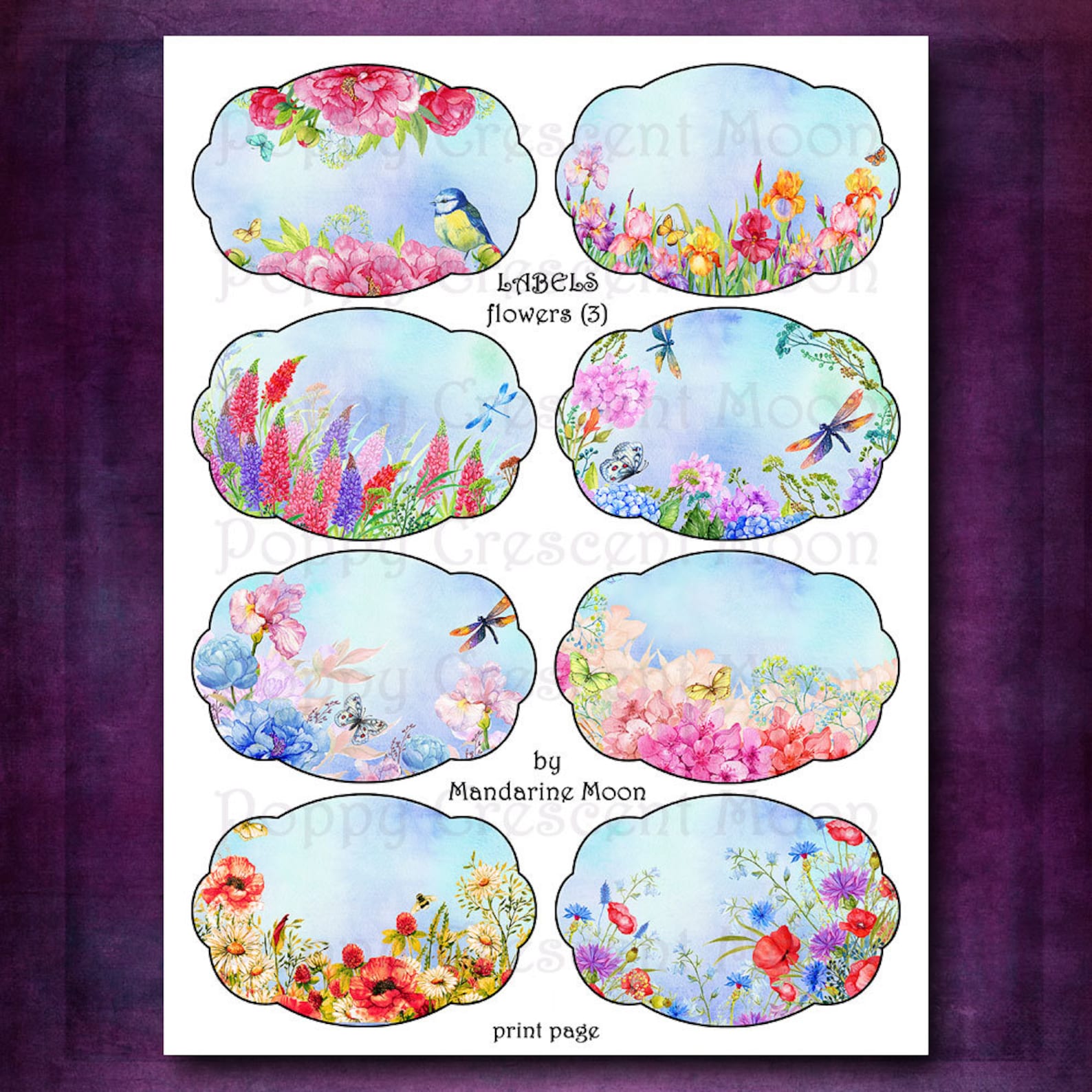 LABELS - Flowers (3). Printable, Label, Tag, Digital Collage Sheet ...