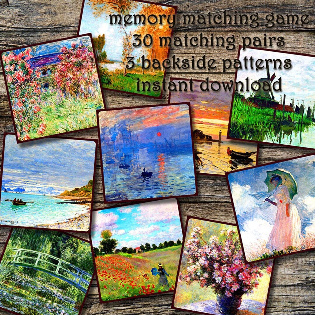 MEMORY MATCHING GAME Claude Monet 1. Printable Matching - Etsy