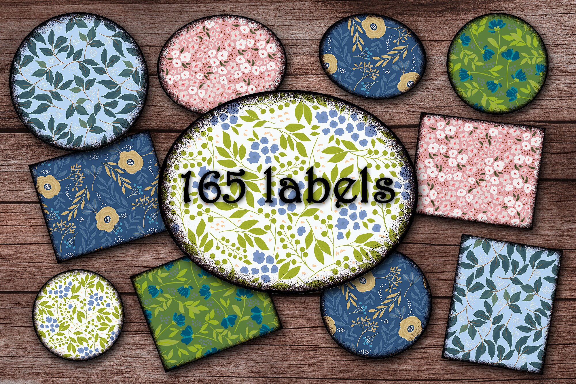 LABELS - Retro Flowers (3). Printable, Label, Tag, Digital Collage ...