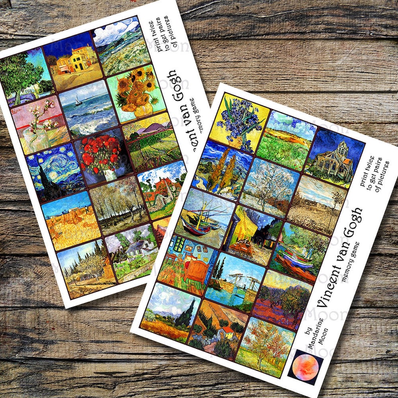 MEMORY MATCHING GAME - Vincent Van Gogh (2). Printable, Matching Cards ...