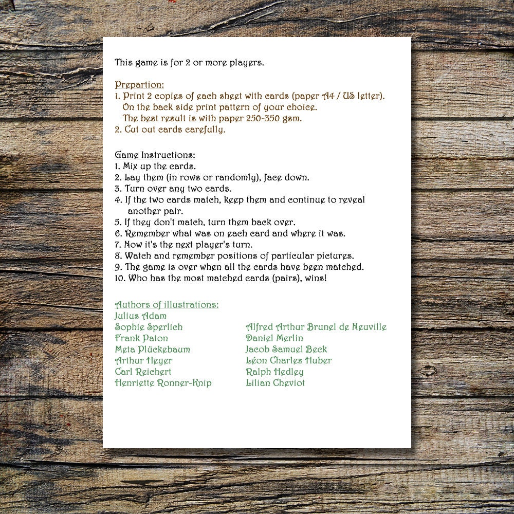 MEMORY MATCHING GAME - Cats. Printable, Matching Cards, Perfect Gift ...