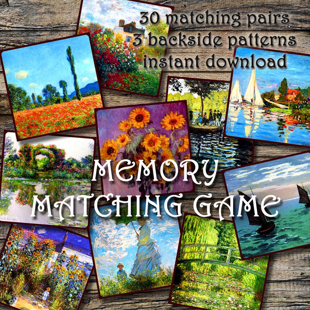 MEMORY MATCHING GAME - Claude Monet (2). Printable, Matching Cards ...