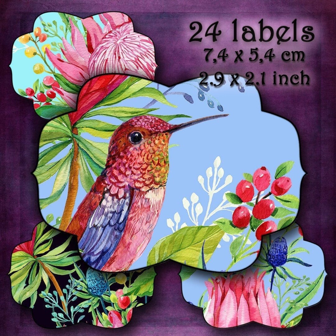 LABELS - Flowers (5). Printable, Label, Tag, Digital Collage Sheet ...