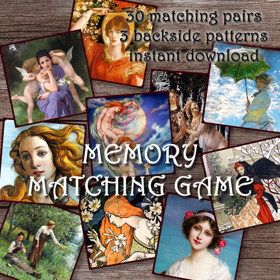 MEMORY MATCHING GAME Beautiful Paintings Portraits & - Etsy