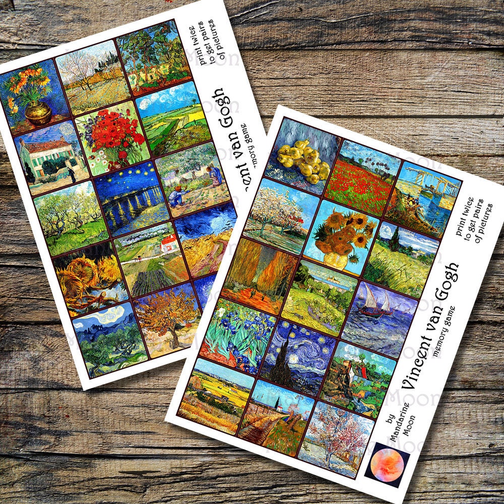MEMORY MATCHING GAME - Vincent Van Gogh (1). Printable, Matching Cards ...
