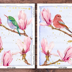DIGITAL PAPERS - Flowers & Birds (1). Printable, Digital Paper, Collage ...