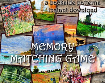 MEMORY MATCHING GAME - Claude Monet (2). Printable, Matching Cards ...