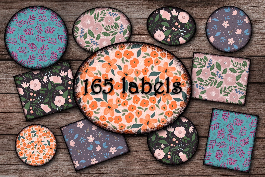 LABELS - Retro Flowers (2). Printable, Label, Tag, Digital Collage ...