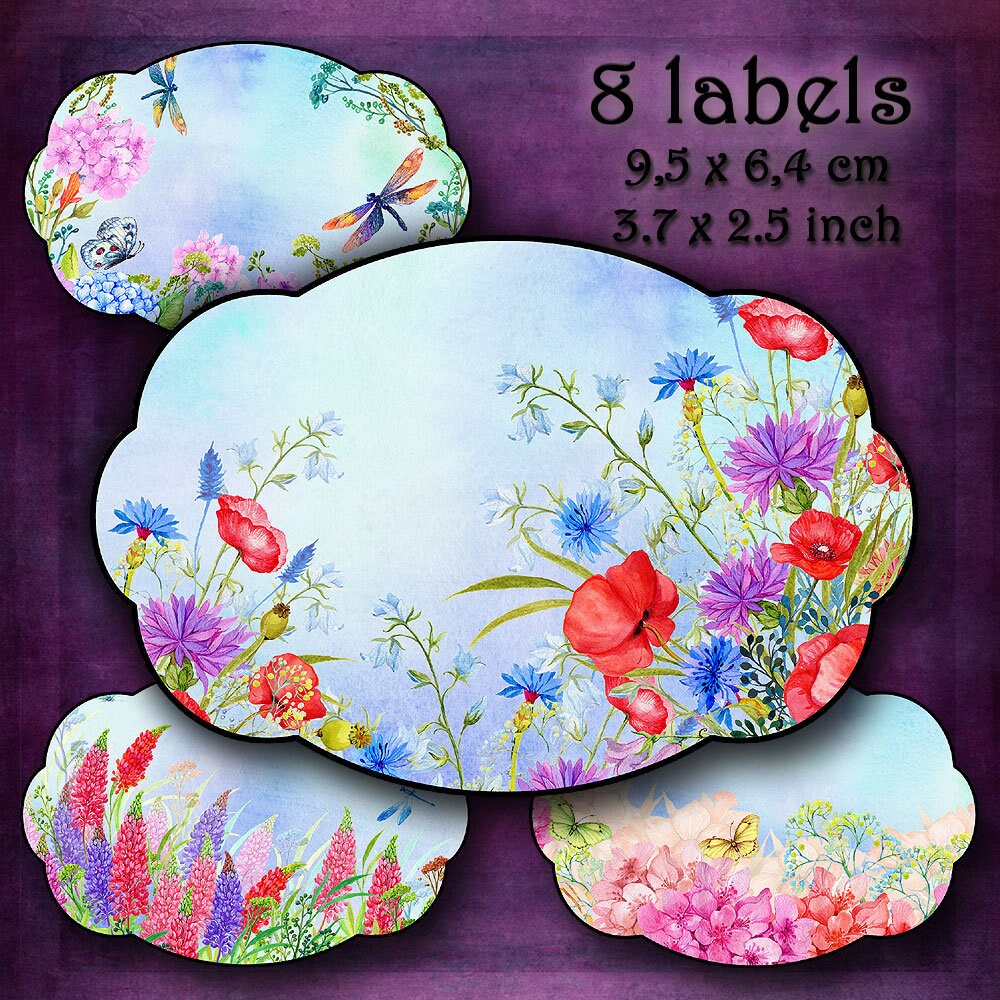 LABELS - Flowers (3). Printable, Label, Tag, Digital Collage Sheet ...