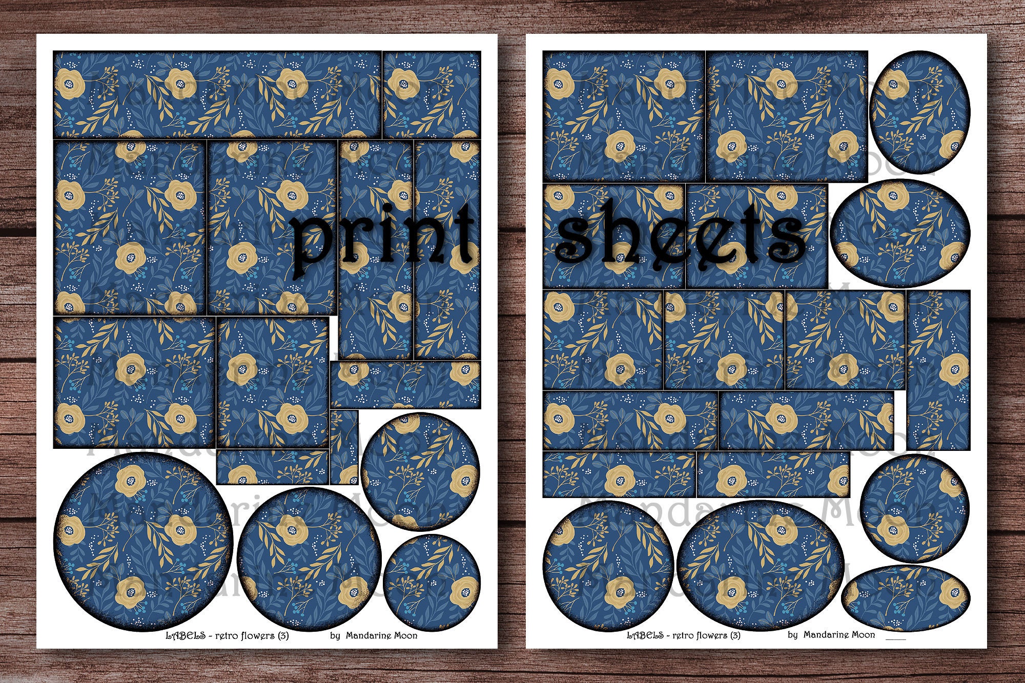 LABELS - Retro Flowers (3). Printable, Label, Tag, Digital Collage ...