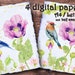 DIGITAL PAPERS - Flowers & Birds (2). Printable, Digital Paper, Collage ...
