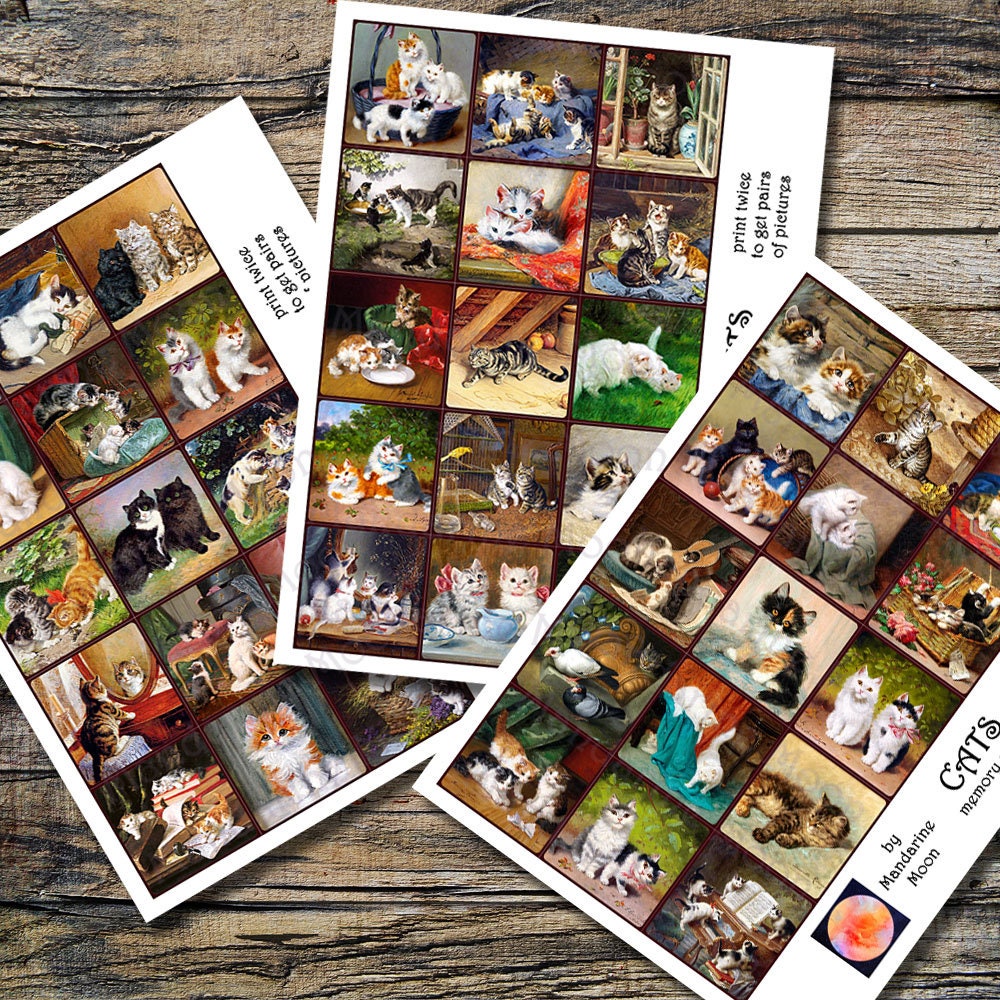 MEMORY MATCHING GAME - Cats. Printable, Matching Cards, Perfect Gift ...