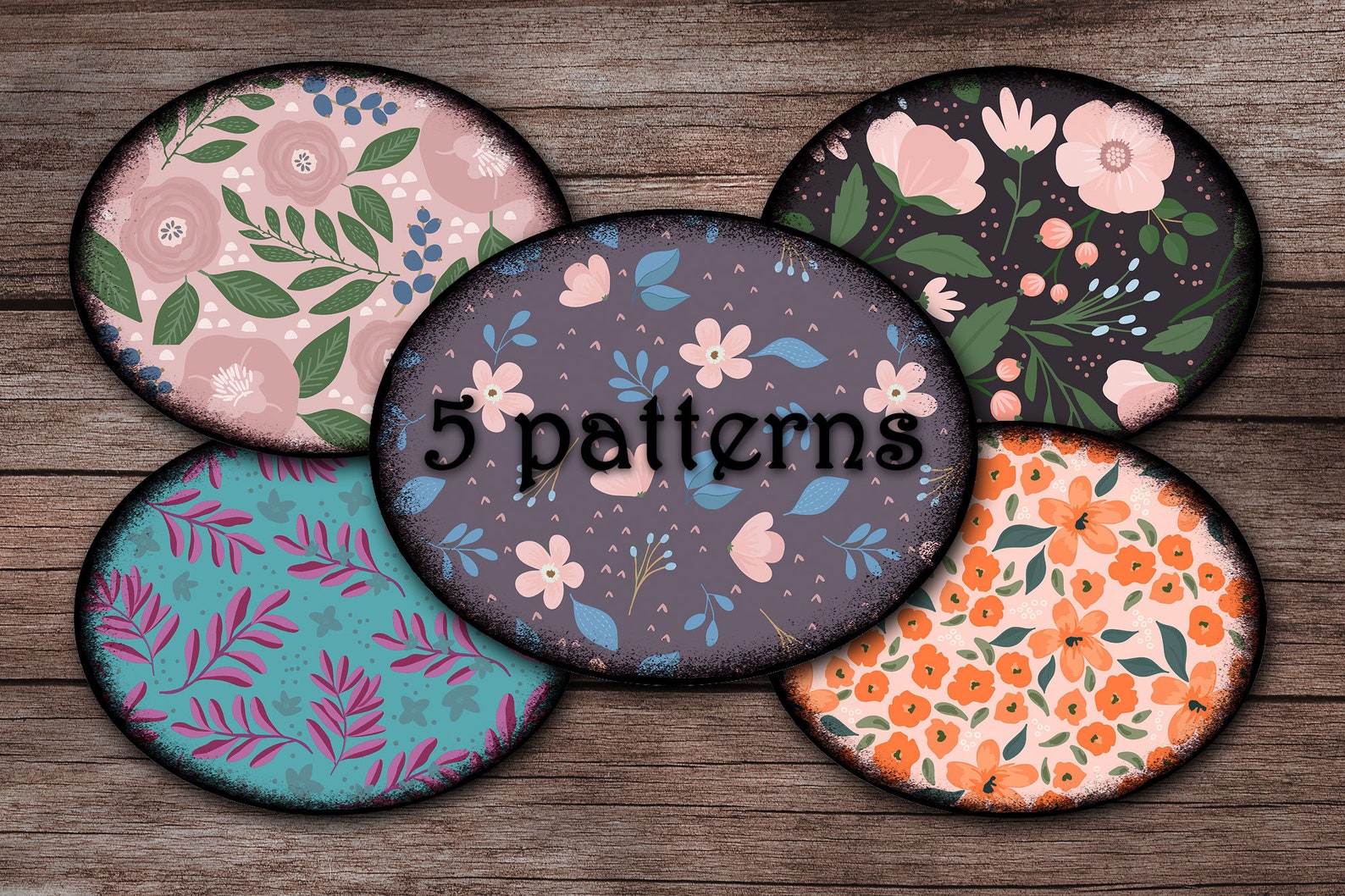 LABELS Retro Flowers 2. Printable, Label, Tag, Digital Collage Sheet ...