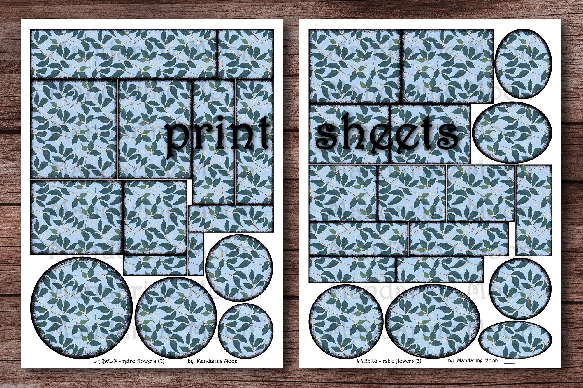 LABELS - Retro Flowers (3). Printable, Label, Tag, Digital Collage ...