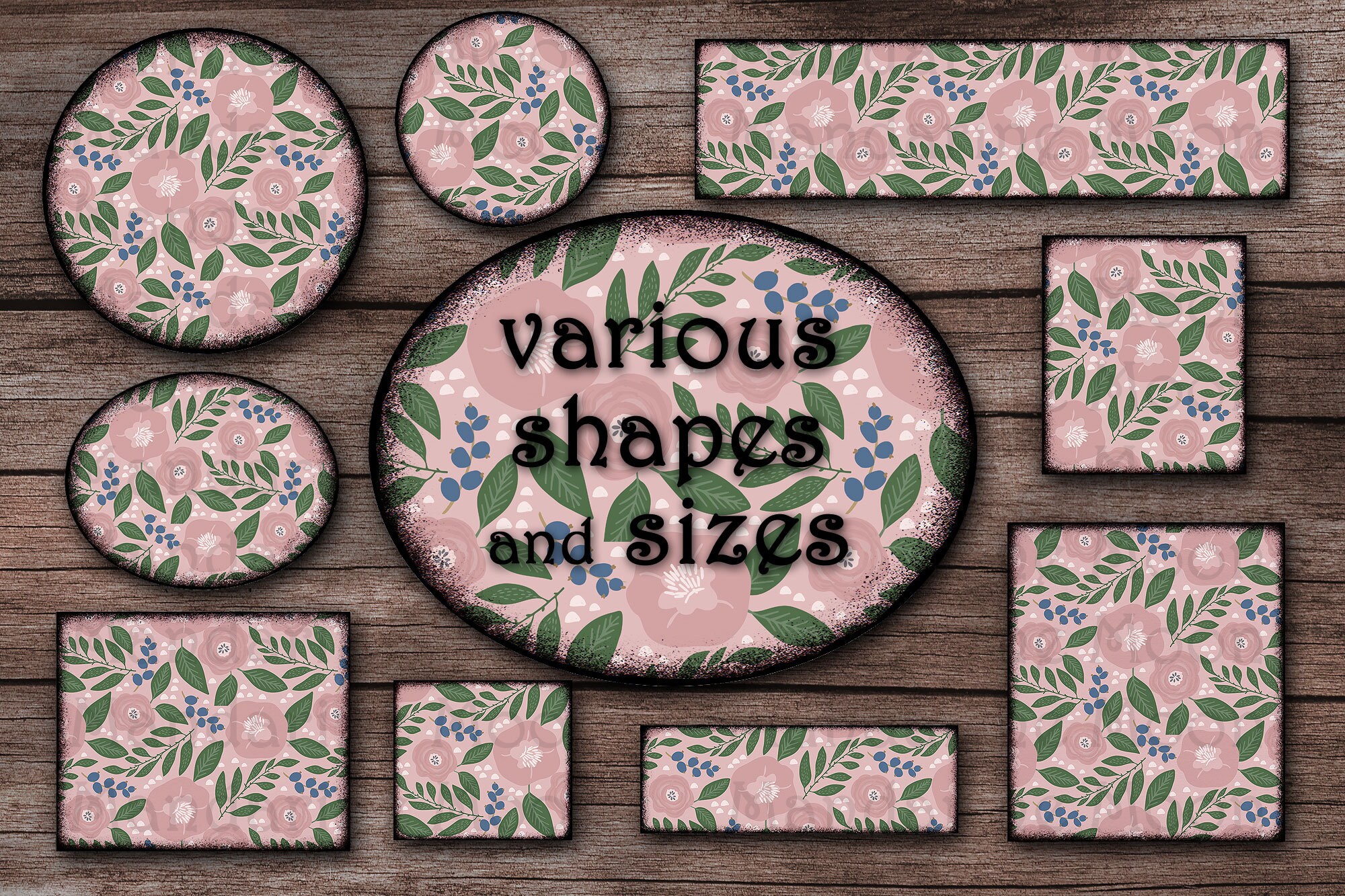 LABELS Retro Flowers 2. Printable, Label, Tag, Digital Collage Sheet ...