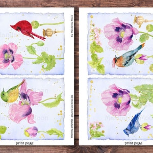 DIGITAL PAPERS - Flowers & Birds (2). Printable, Digital Paper, Collage ...