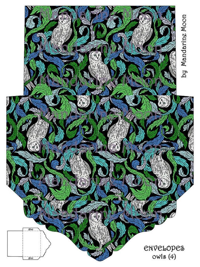 ENVELOPES - Owls (4). Printable, Digital, Instant Download, Envelope ...