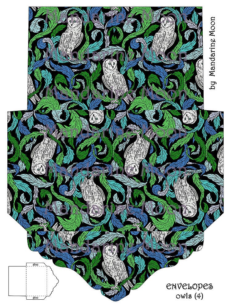 ENVELOPES - Owls (4). Printable, Digital, Instant Download, Envelope ...