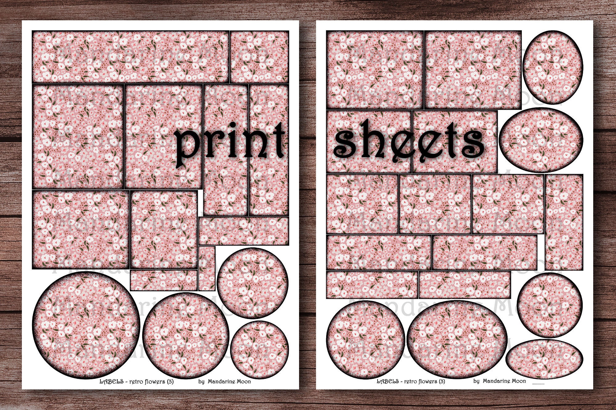 LABELS - Retro Flowers (3). Printable, Label, Tag, Digital Collage ...