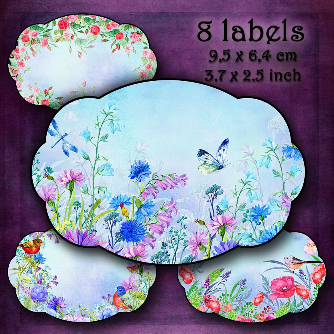 LABELS - Flowers (4). Printable, Label, Tag, Digital Collage Sheet ...