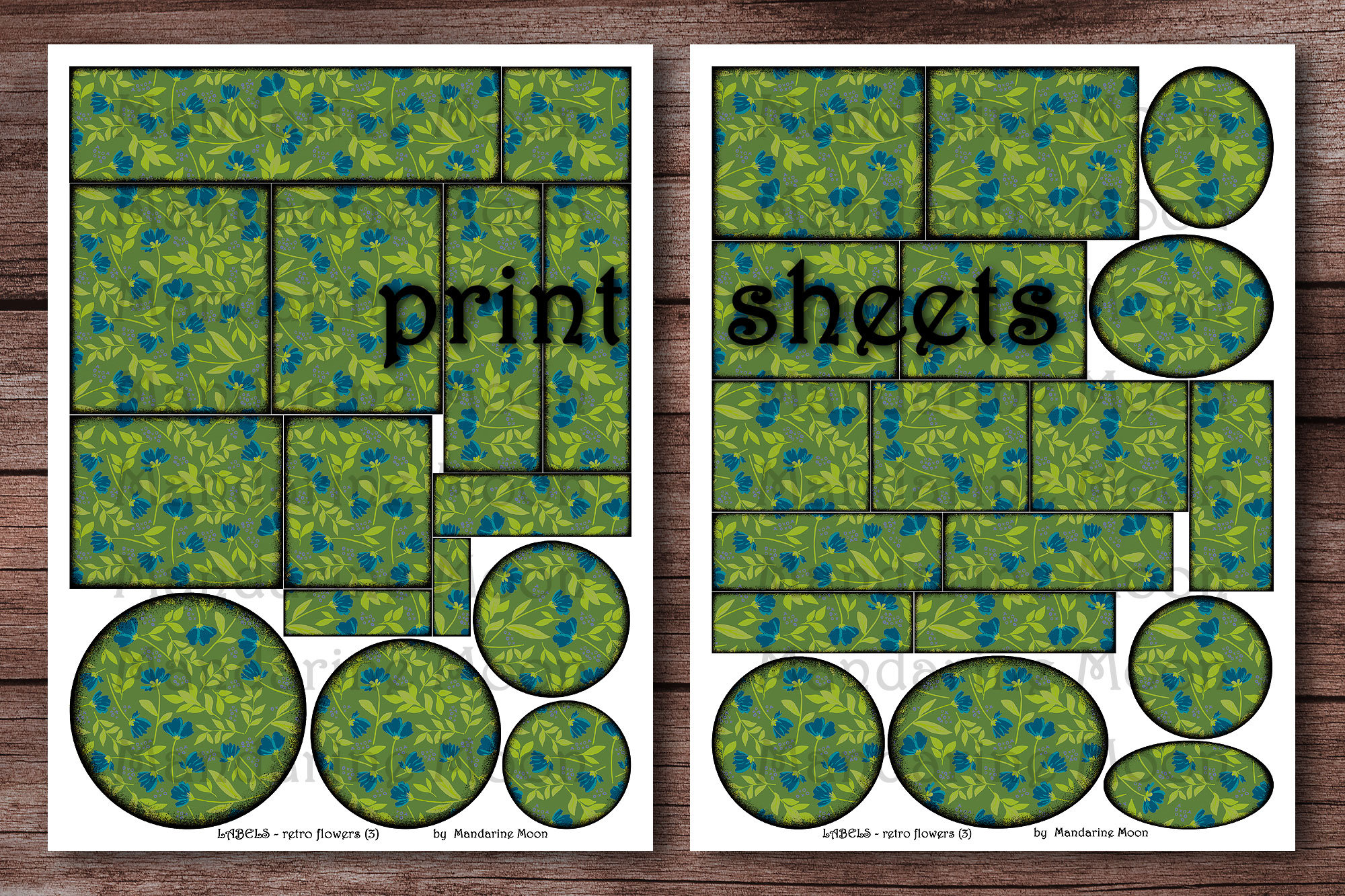 LABELS - Retro Flowers (3). Printable, Label, Tag, Digital Collage ...