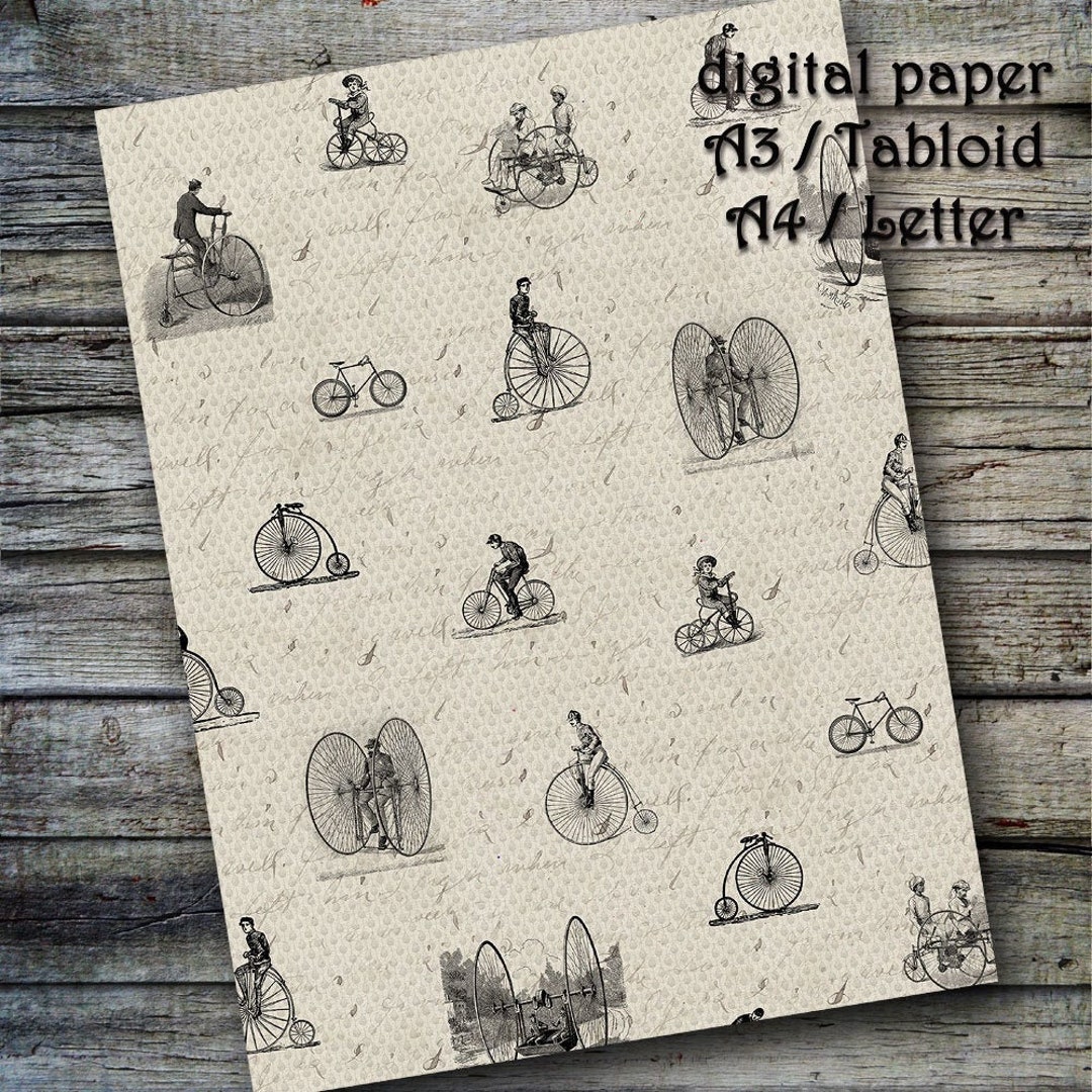 DIGITAL PAPER - Vintage Bicycles. Printable, Digital Paper, Junk ...