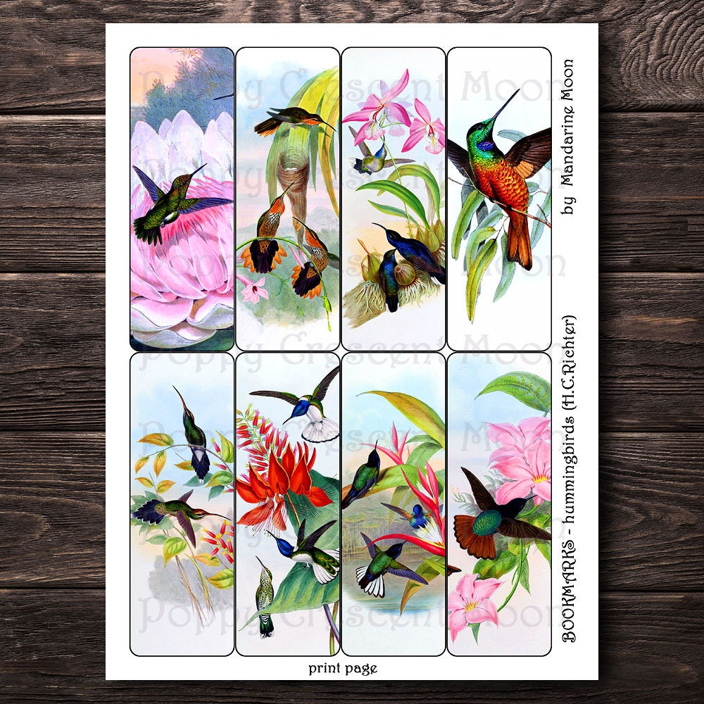 BOOKMARKS - Hummingbirds (1). Printable, Digital, Bookmark, Junk ...