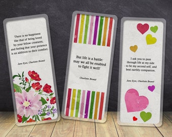 Charlotte Bronte quotes Jane Eyre bookmarks CHB01B | Etsy