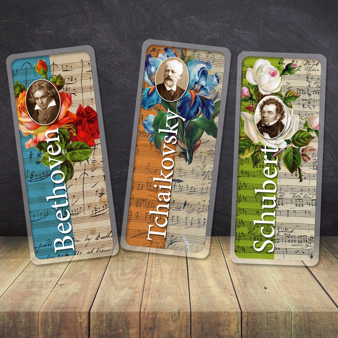 Famous Classical Music Composers Bookmarks. Beethoven, Tchaikovsky ...