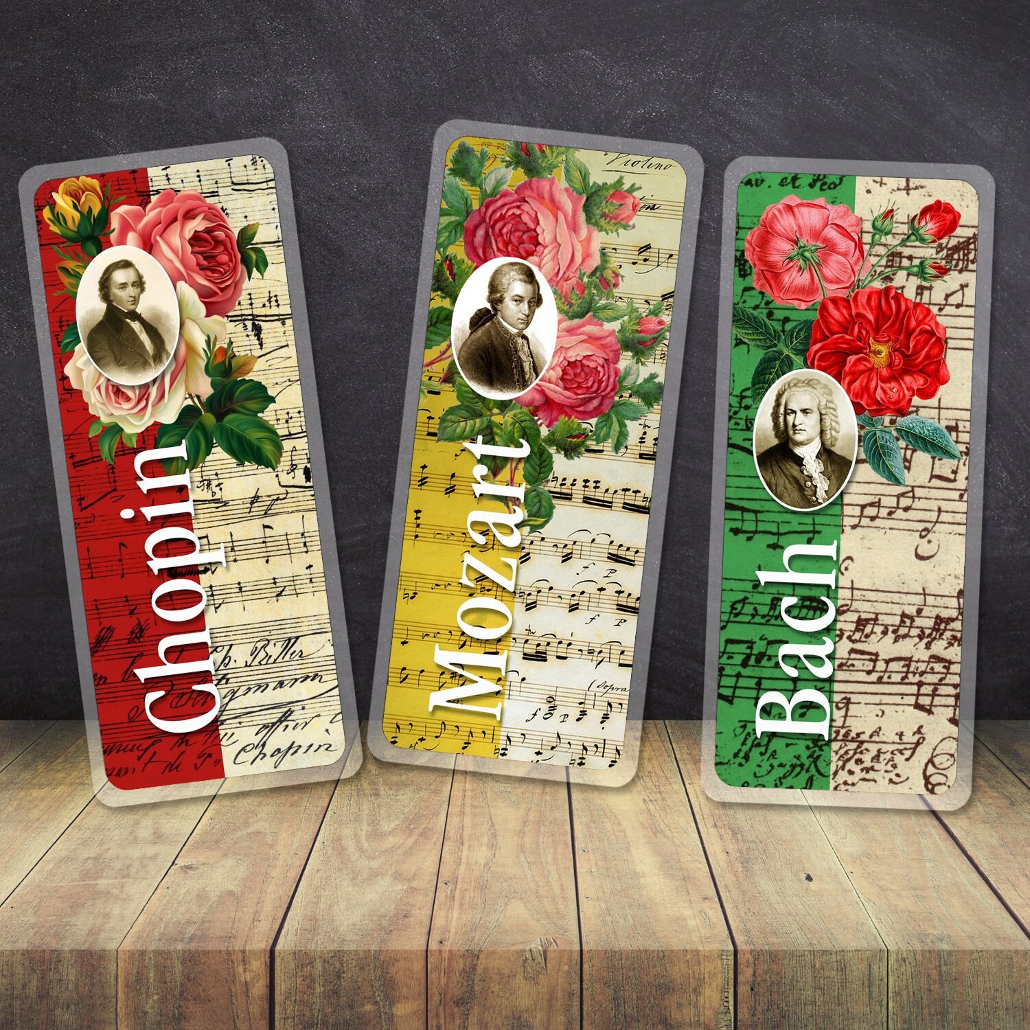 Music Bookmarks Music Student Gifts Chopin Mozart Bach - Etsy