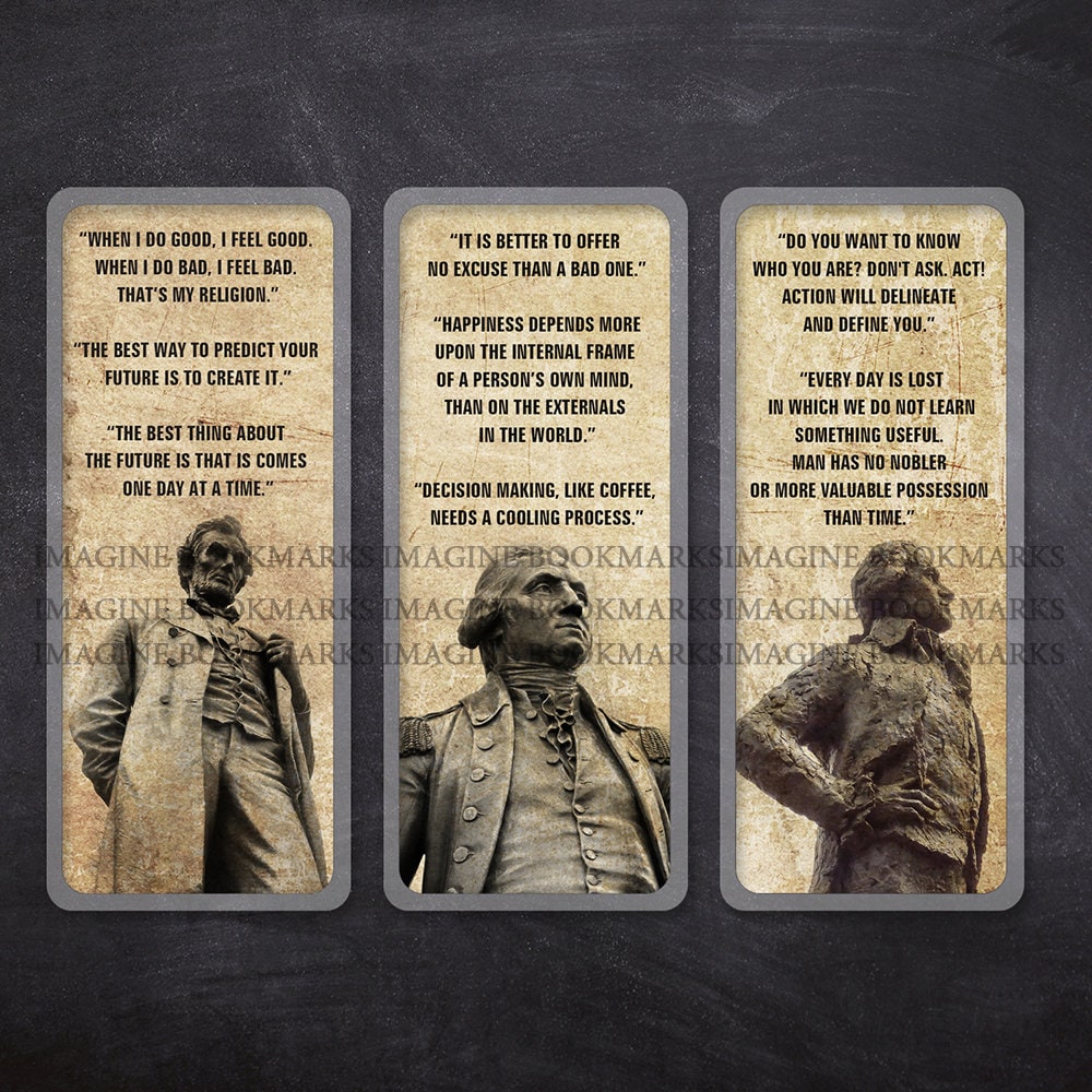 American Presidents Bookmarks, Quotes by Abraham Lincoln, George ...