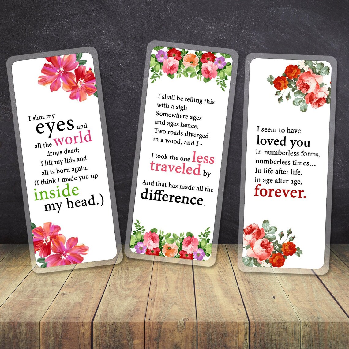 Poetry Bookmarks Poems by Sylvia Plath Robert Frost and R. - Etsy