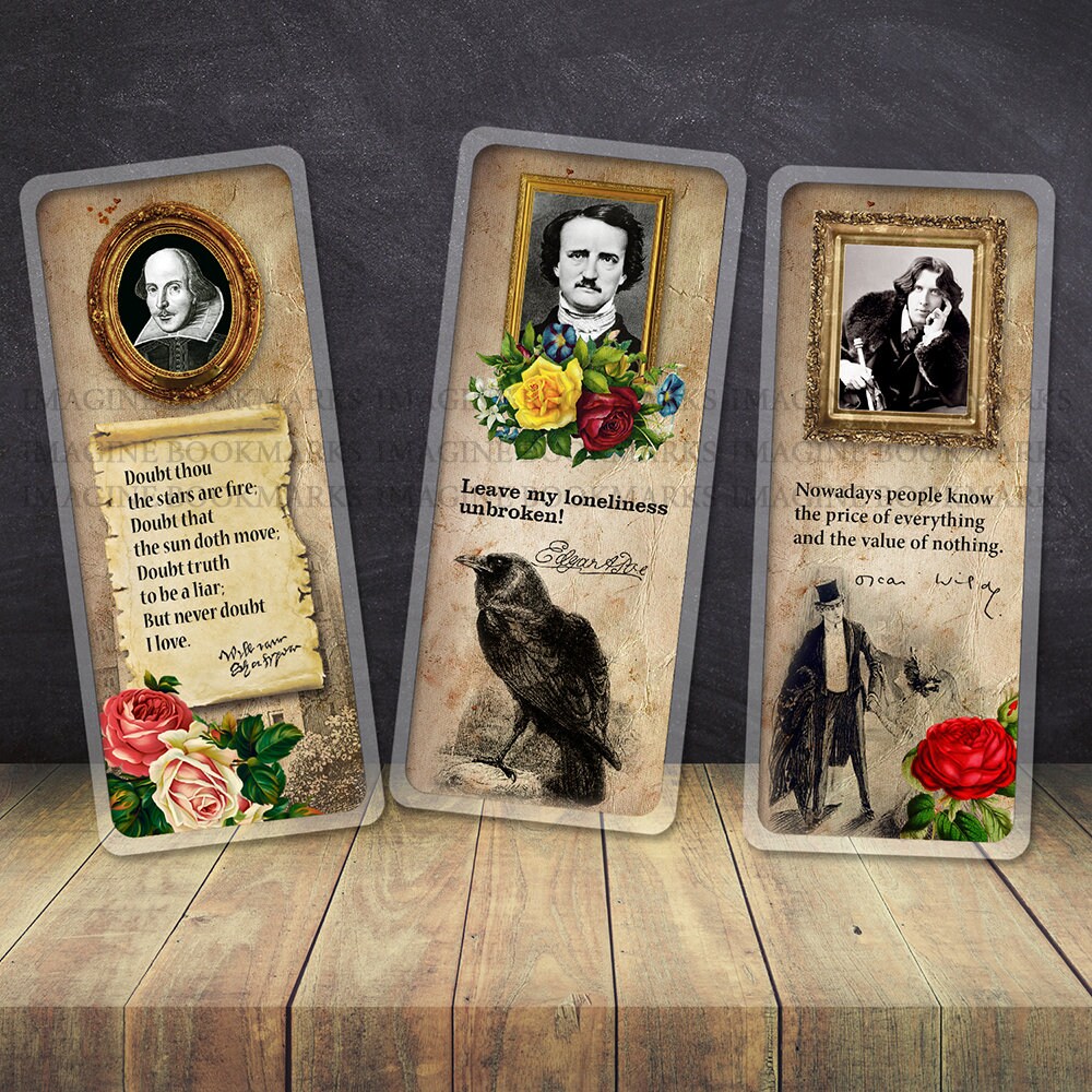 Classic Literature Bookmarks, Quotes by Famous Authors, Set of 12 - Etsy