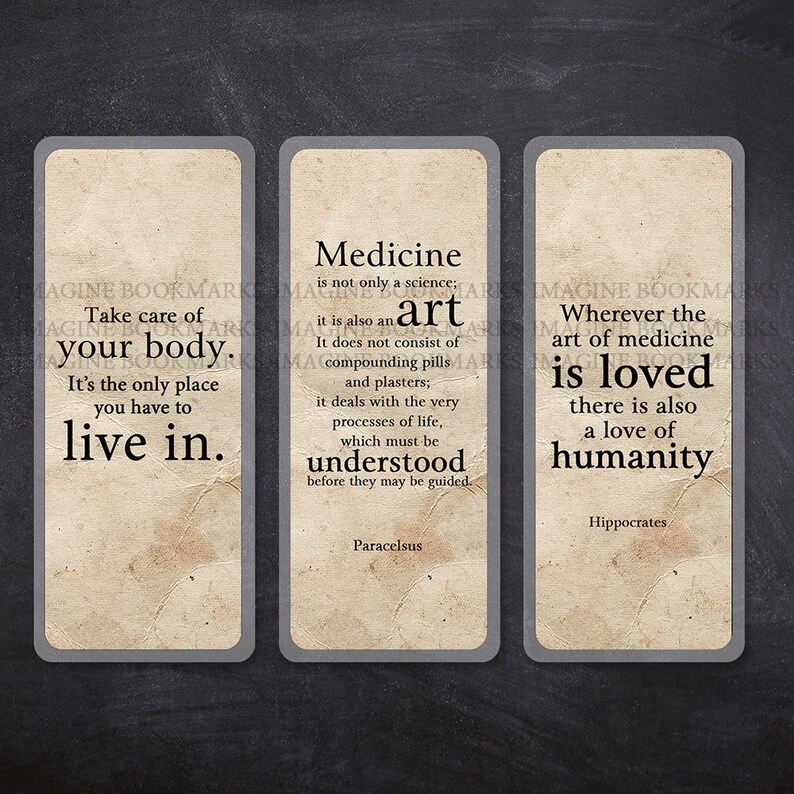 Human Anatomy Bookmarks, Medical Student Gift, Hippocrates Quote, 01SC ...