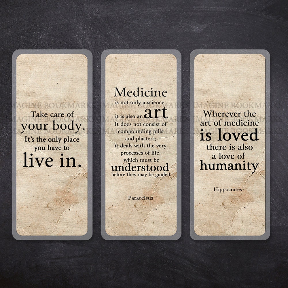 Human Anatomy Bookmarks, Medical Student Gift, Hippocrates Quote, 01SC ...