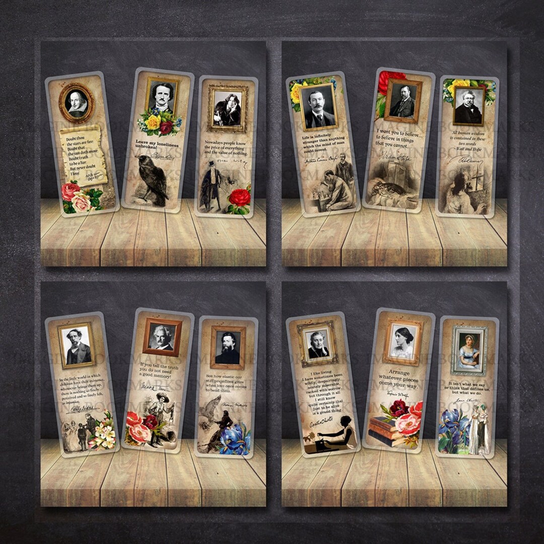 Classic Literature Bookmarks, Quotes by Famous Authors, Set of 12 - Etsy